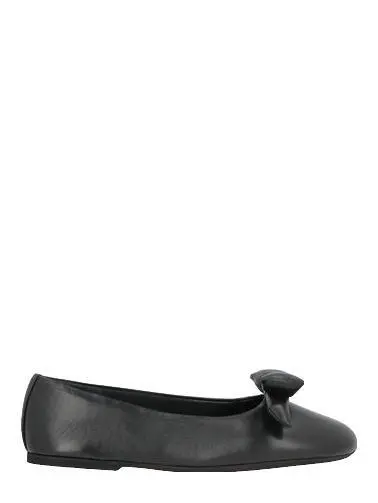N°21 Leather Ballet Flats With Bow Detailing - Black