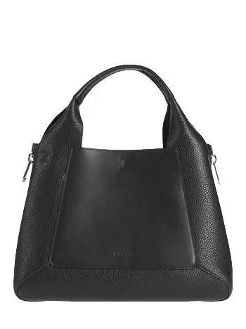Furla Pebbled Leather Hobo Bag With Detachable Shoulder Strap - Black