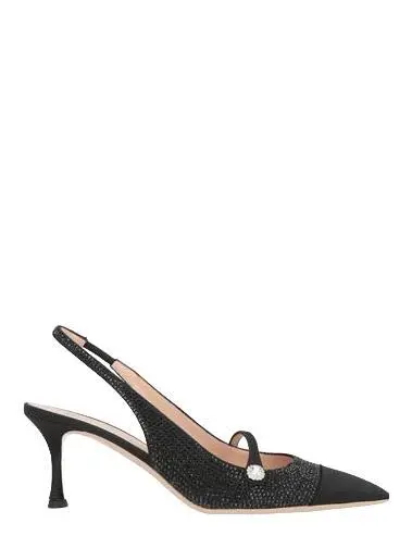 N°21 Slingback Pumps With Appliqués And Crystals - Black