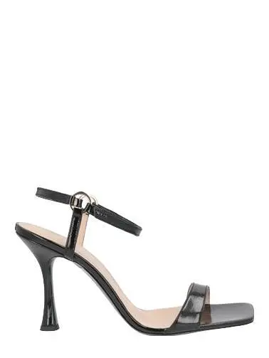 INUOVO Patent Leather Square Toe Heeled Sandals - Black