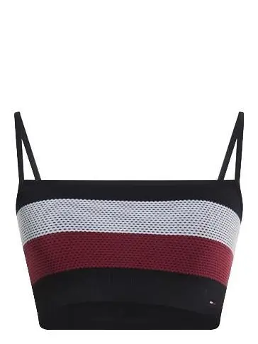 Tommy Hilfiger Striped Square Neck Sleeveless Crop Top - Grey