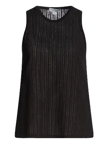 Crossley Sleeveless Crewneck Top In Cotton, Linen, And Polyamide - Black