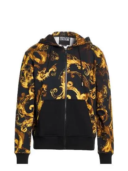 Versace Cotton French Terry Zip Up Hoodie - Black