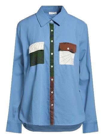 ARIZONA LOVE Cotton Twill Shirt With Appliqués And Patches - Light Blue