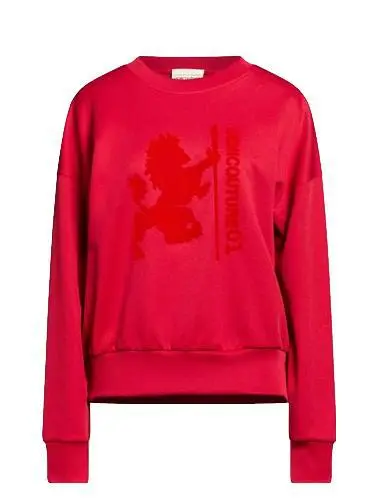 SEMICOUTURE Crewneck Flocked Logo Sweatshirt - Red