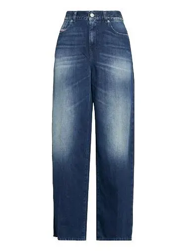 DIESEL® Cotton And Linen Wide-leg Jeans - Blue