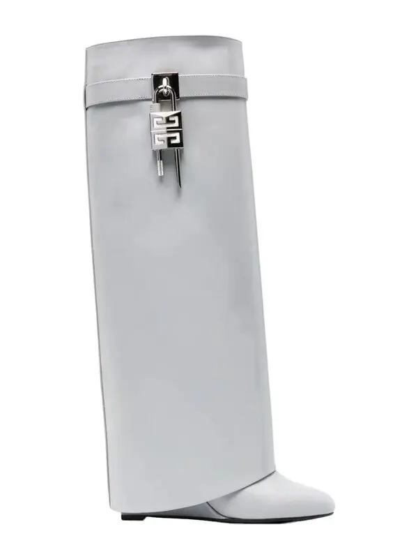 Givenchy Shark Lock 85mm Leather Boots - Grey