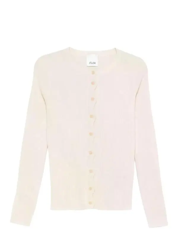 ALLUDE Ribbed Cardigan - Neutrals