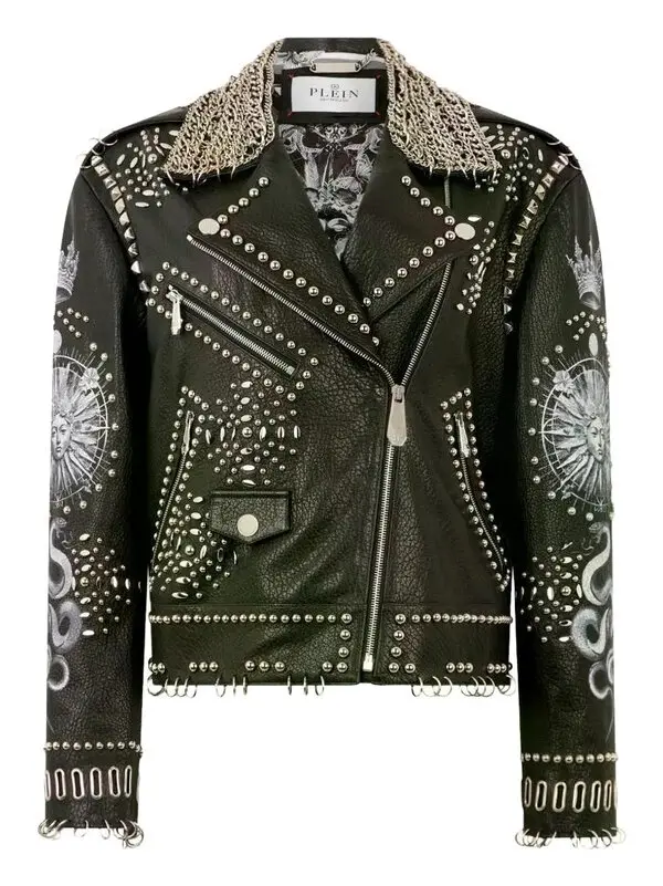 Philipp Plein Studded Biker Jacket - Black