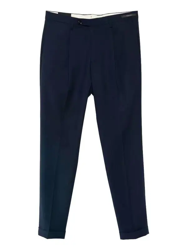 MICHAEL COAL Mc Frederick Pleated Turn-up Trousers - Blue