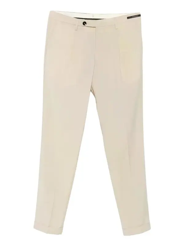 MICHAEL COAL Mc Frederick Pleated Turn-up Trousers - Neutrals