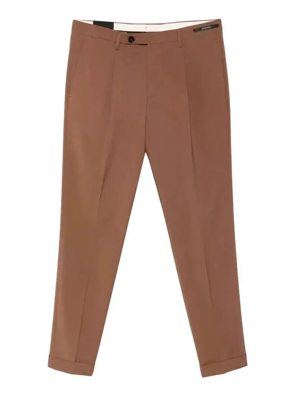 MICHAEL COAL Mc Frederick Pressed-crease Turn-up Trousers - Brown