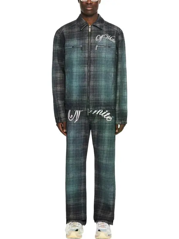 Off-White Check Jacquard Denim Jacket - Black