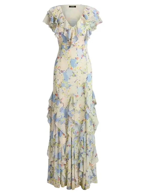 Ralph Lauren Floral-print Ruffled Dress - Neutrals