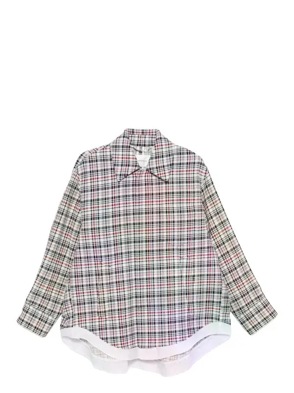 Victoria Beckham Cocoon Check-pattern Shacket - White