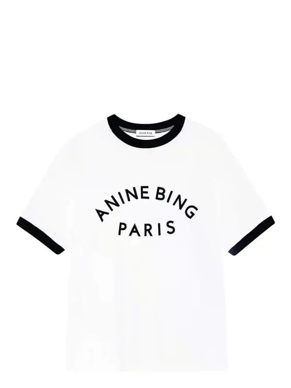 ANINE BING Contrast-trim T-shirt - White