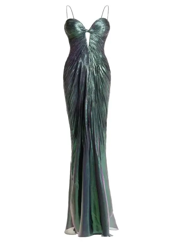 MARIA LUCIA HOHAN Mirren Twist-detail Maxi Dress - Green