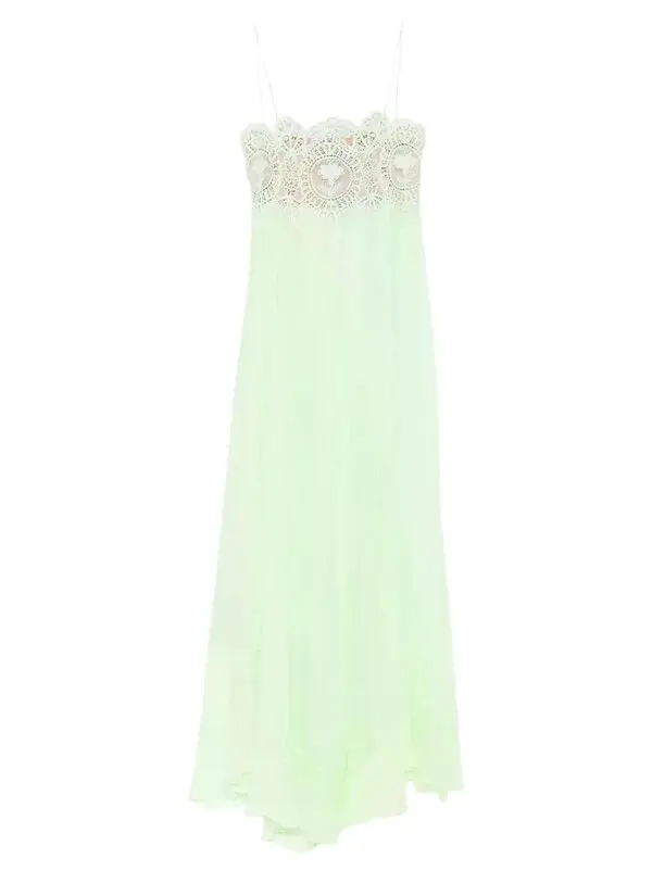 Retrofete Asymmetric Lace-trimmed Dress - Green