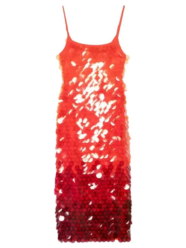 LESLIE AMON Paloma Sequin-embellished Midi Dress - Orange