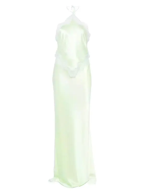 Retrofete Everly Lace-trim Halterneck Maxi Dress - Green