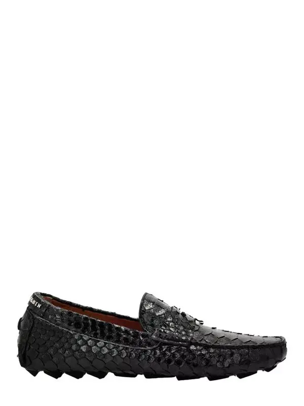 Philipp Plein Python Leather Loafers - Black