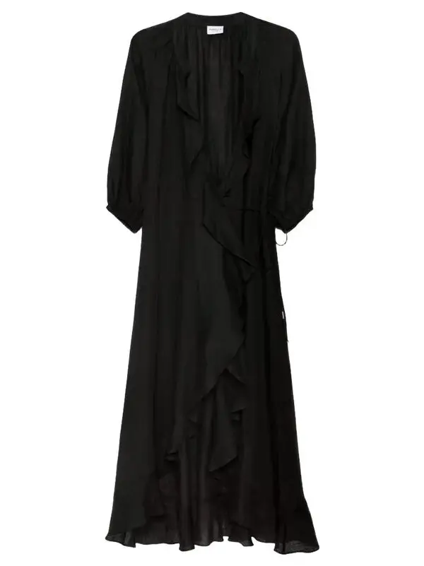 Marella Ruffled Wrap Dress - Black