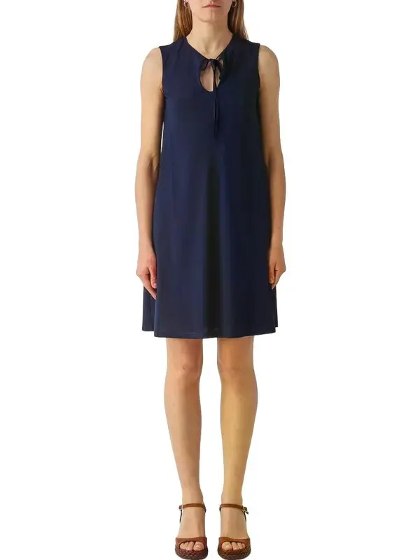 Malìparmi Sleeveless Mini Dress With Keyhole Neck And Front Tie - Blue