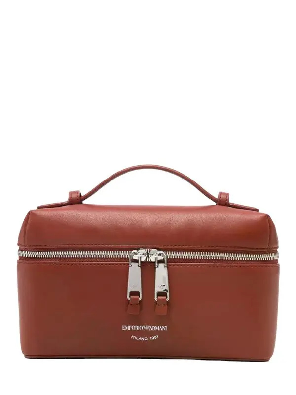 Emporio Armani Logo-print Leather Tote Bag - Brown