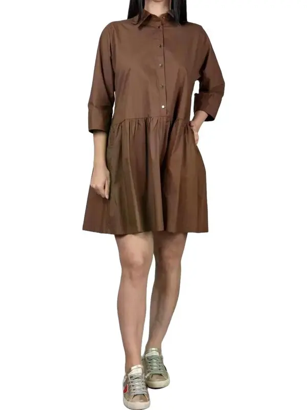 Seventy Gathered-waist Shirt Dress - Brown