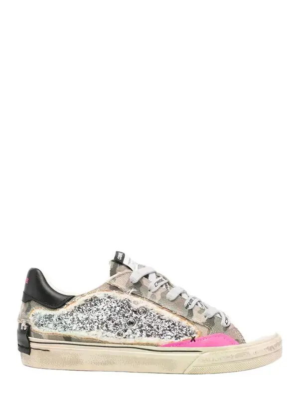 CRIME LONDON Glitter-embellished Camouflage-print Sneakers - Grey
