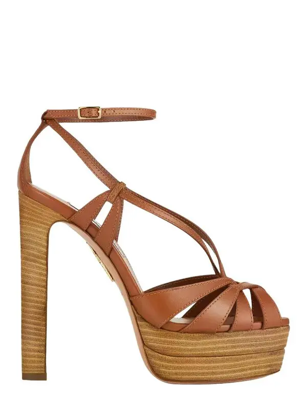 AQUAZZURA Bonita Plateau Heeled Sandals - Brown