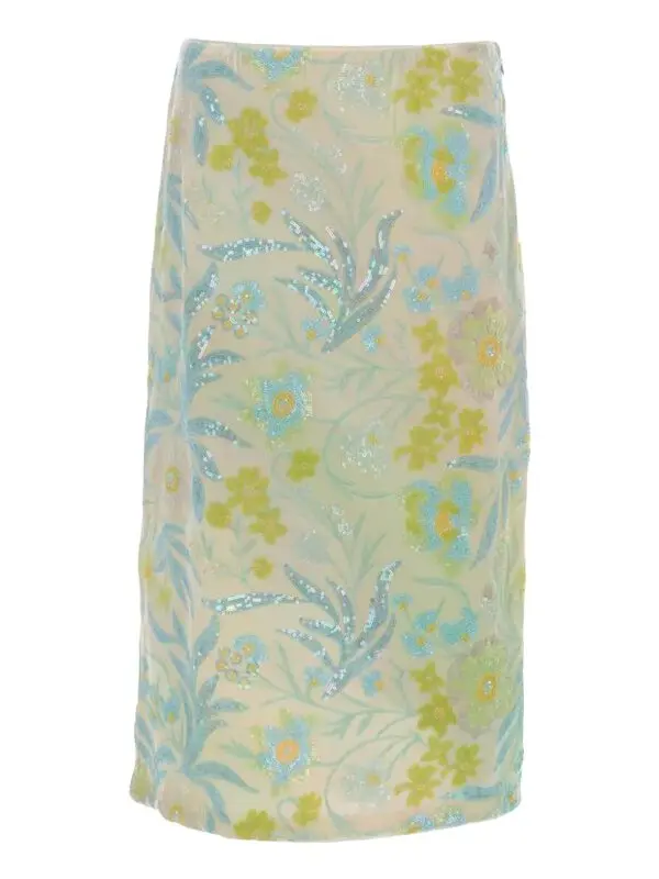 Baum Und Pferdgarten Jolette Sequin-embellished Floral Midi Skirt - Neutrals