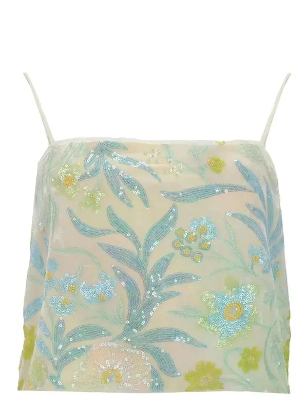 Baum Und Pferdgarten Jovana Sequin-embellished Floral-embroidered Top - Neutrals