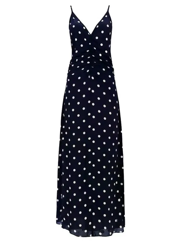 Baum Und Pferdgarten Atalia Polka-dot Ruched Midi Dress - Blue