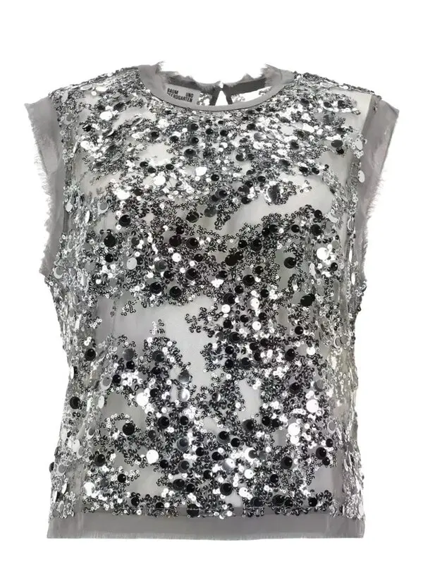 Baum Und Pferdgarten Manira Sequin-embellished Frayed Blouse - Grey