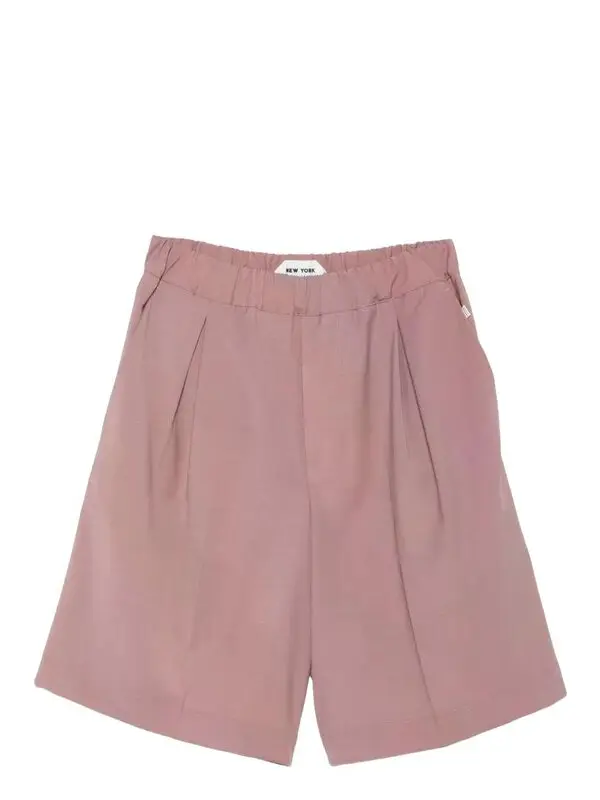 NEW YORK RESIDENT Pleated Elasticated-waist Shorts - Pink