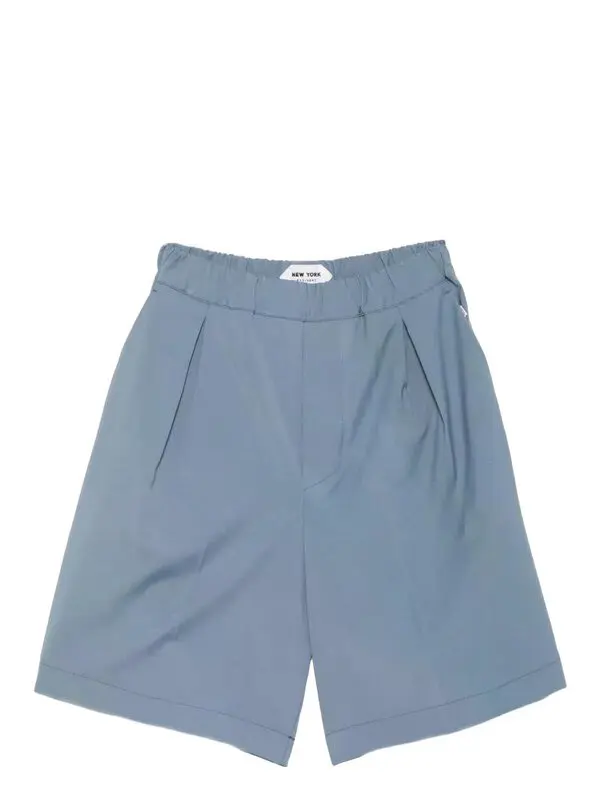 NEW YORK RESIDENT Pleated Elasticated-waist Shorts - Blue