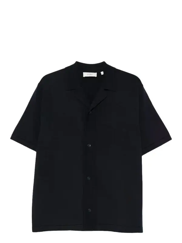LES DEUX Emmett Flower-intarsia Shirt - Blue