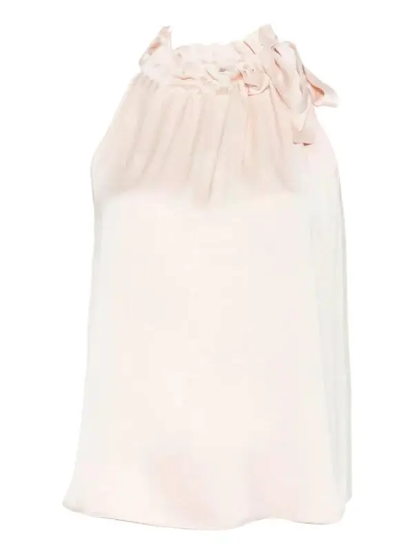 Peserico Ruffled-neck Tie-fastening Top - Pink