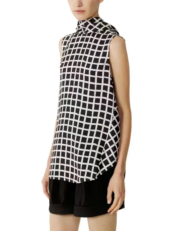 LANVIN Check-pattern Sleeveless Top - Black