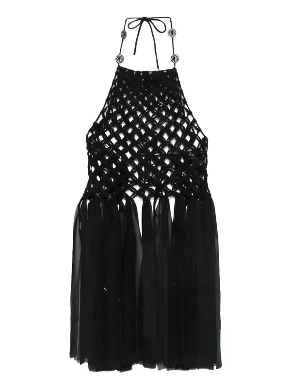 Pinko Macramé-knit Top - Black