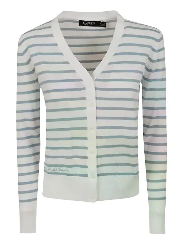 Ralph Lauren Striped V-neck Cardigan - White