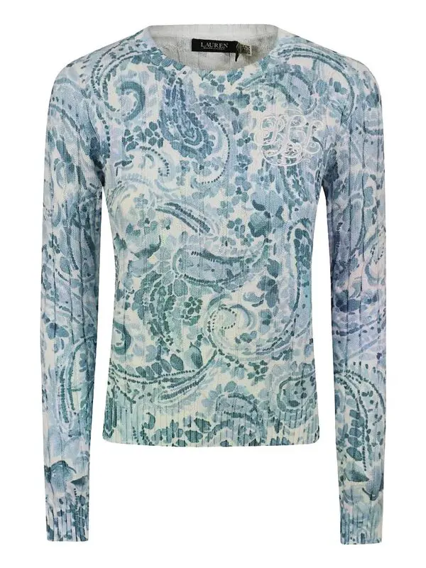 Ralph Lauren Paisley-print Cable-knit Sweater - Blue