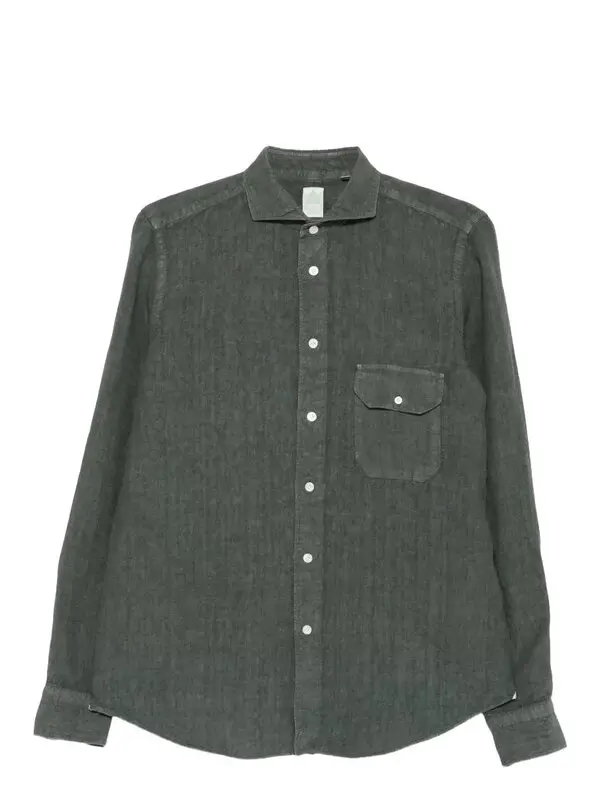 FINAMORE 1925 Flap-pocket Spread-collar Shirt - Green