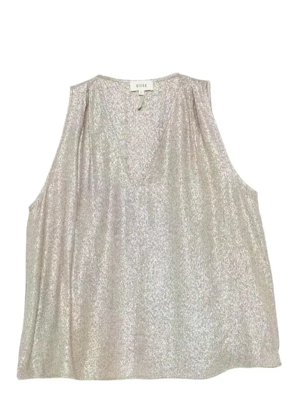 DIEGA Taoda Herringbone-pattern V-neck Top - Silver