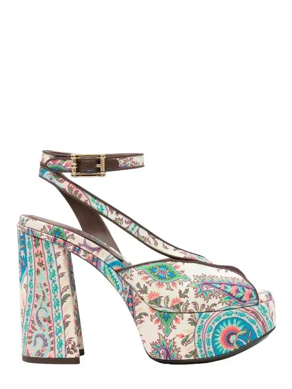Etro Paisley-pattern Platform-heel Sandals - Neutrals
