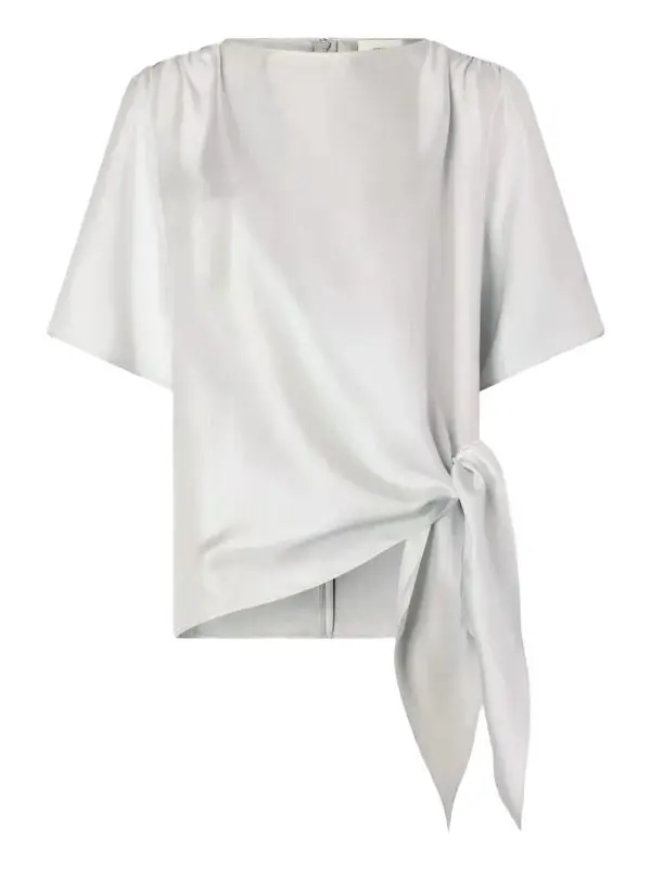 Loulou De Saison Mano Gathered Knot Silk Top - Neutrals