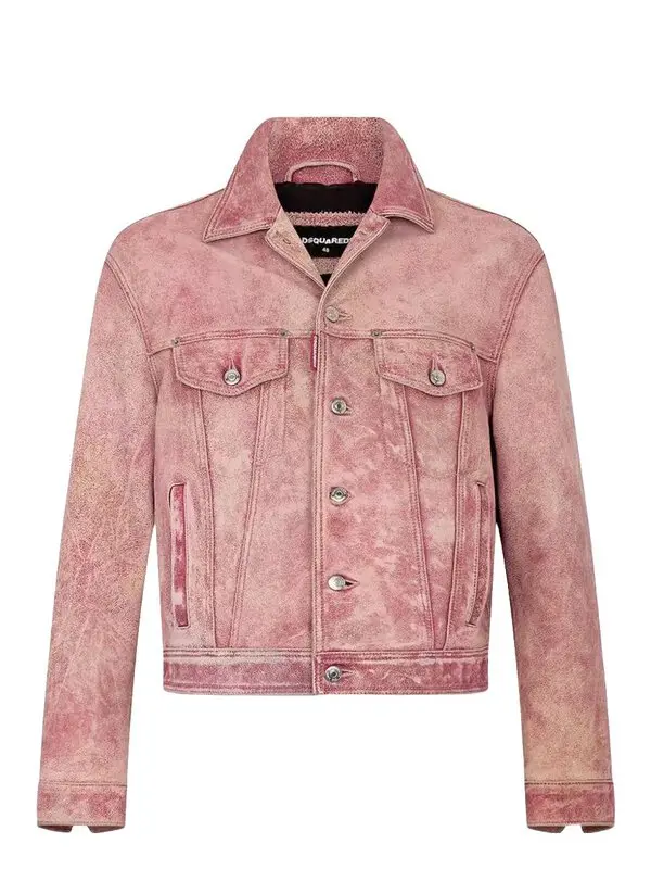 Dsquared2 Cracked Leather Jacket - Pink