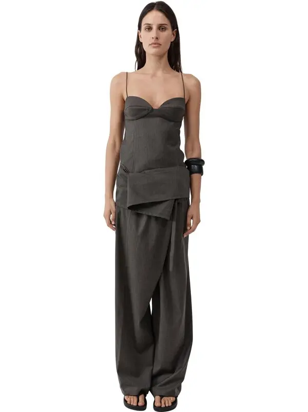 ST. AGNI Wool Tailored Fisherman Pants - Mulch