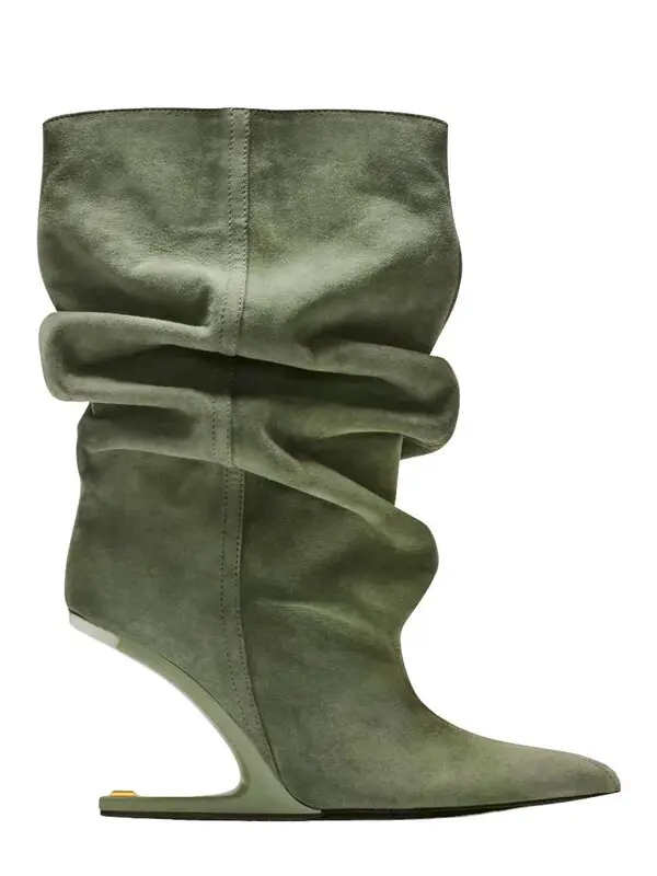 Balmain Suede Ankle Boots - Green